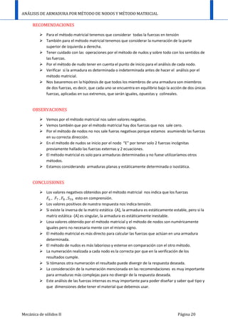 Análisis de armadura por método de nodos y método matricial | PDF