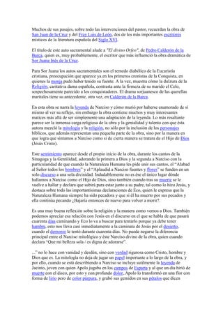 Análisis de el divino narciso sor juana | DOCX