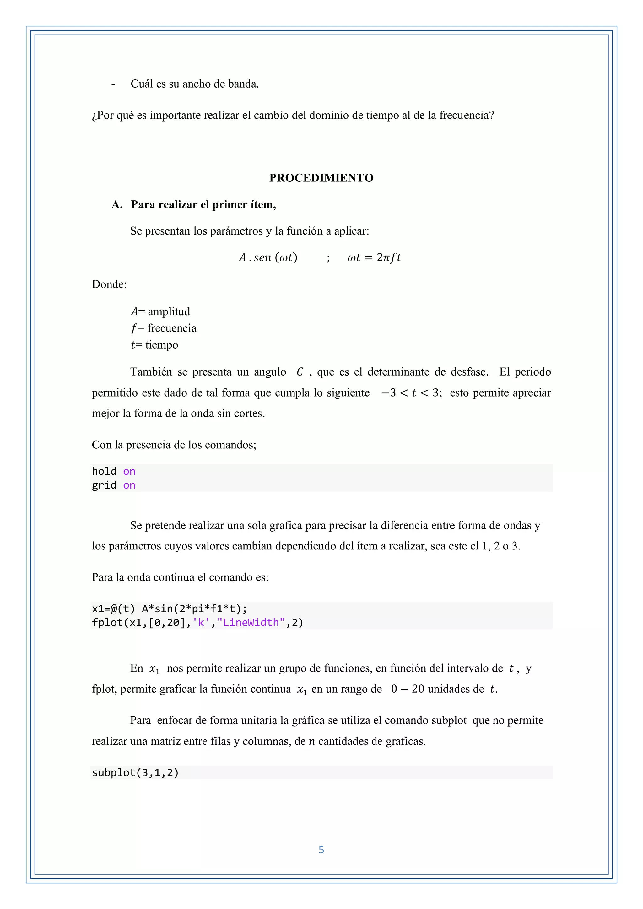 Análisis de Fourier taller de Matlab | PDF