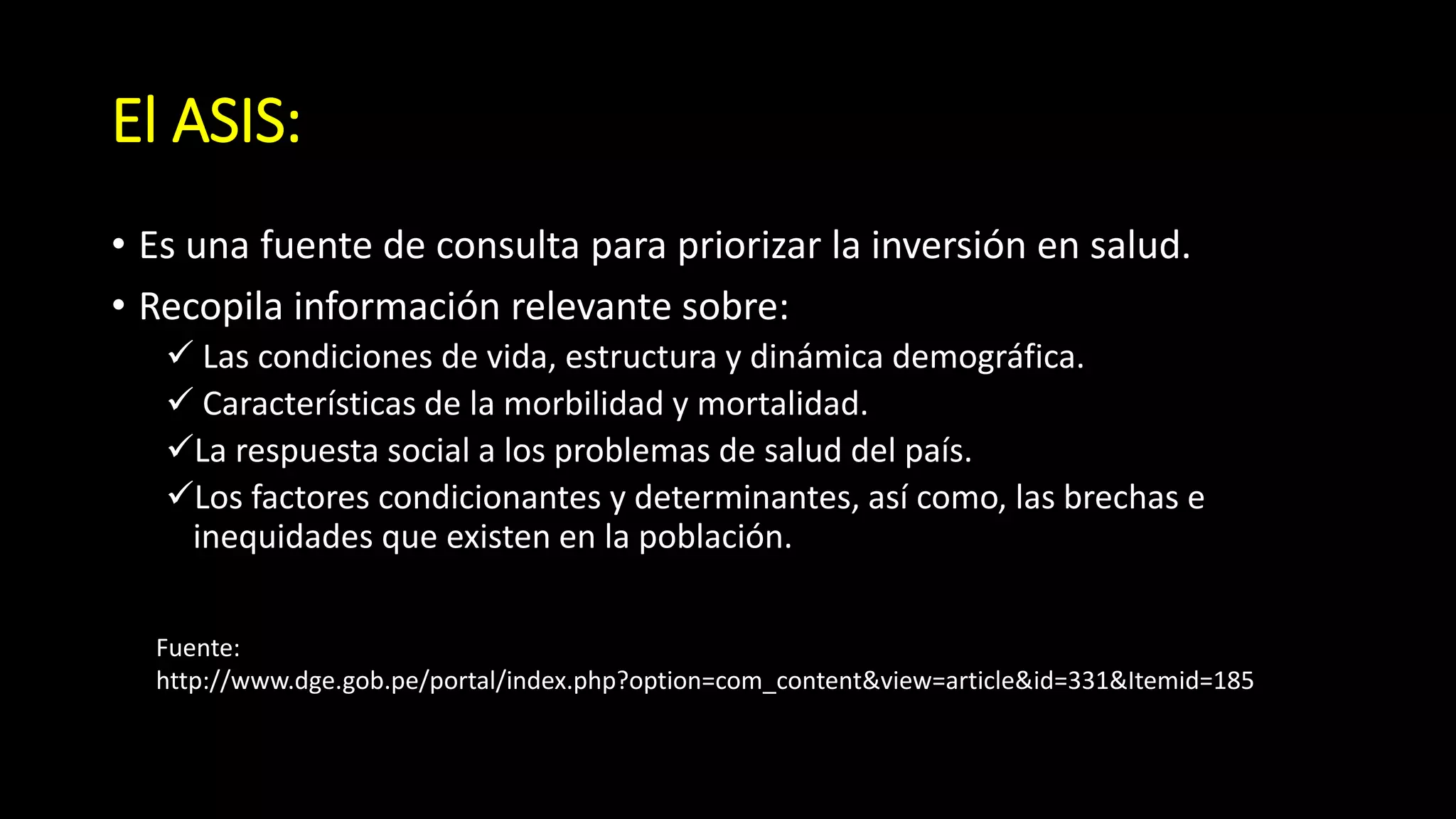 Análisis de la situación de salud asis | PPTX