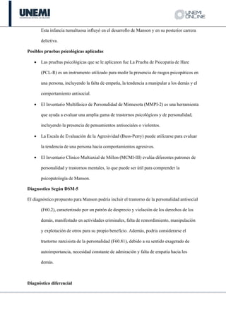 Análisis del caso clínico I Manson. amnamesis pdf | PDF