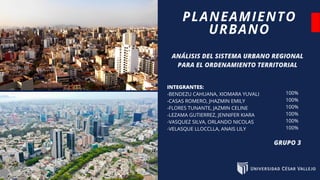 ANÁLISIS DEL SISTEMA URBANO REGIONAL PARA EL ORDENAMIENTO TERRITORIAL ...