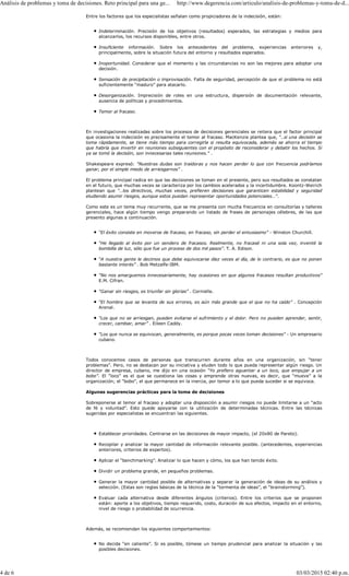 Análisis de problemas y toma de decisiones | PDF