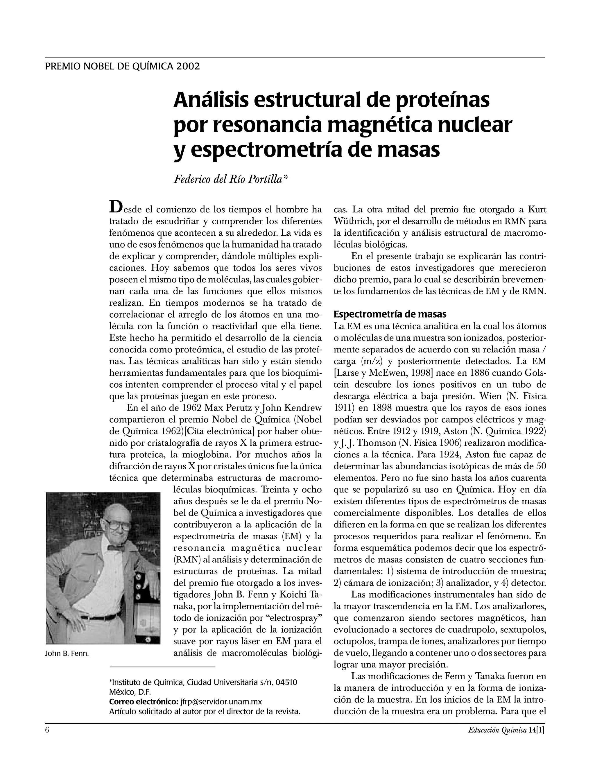 Análisis estructural de proteínas por resonancia magnética nuclear y espectrometría de masas | PDF