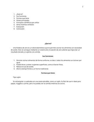 Análisis Freidora De Aire Plan De Apoyo Docx