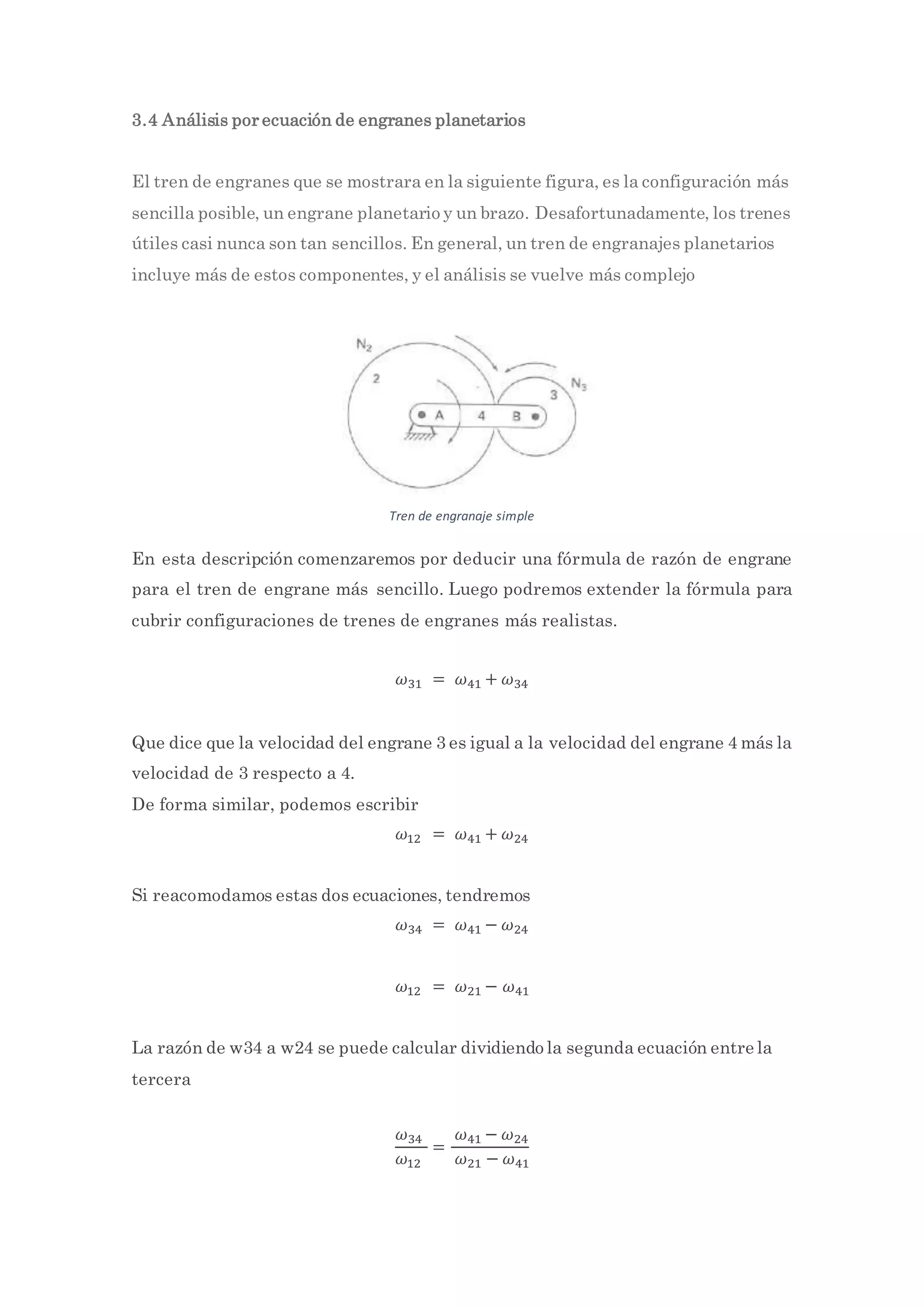 Analisis de Trenes de engranes planetarios (Metodo de la Formula) | DOCX