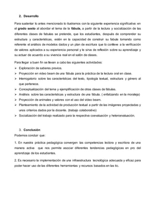 Análisis y producción textual de una fábula | DOCX