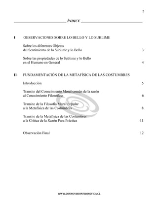 Análisis y síntesis Metafísica de las Costumbres y los Bello y lo ...