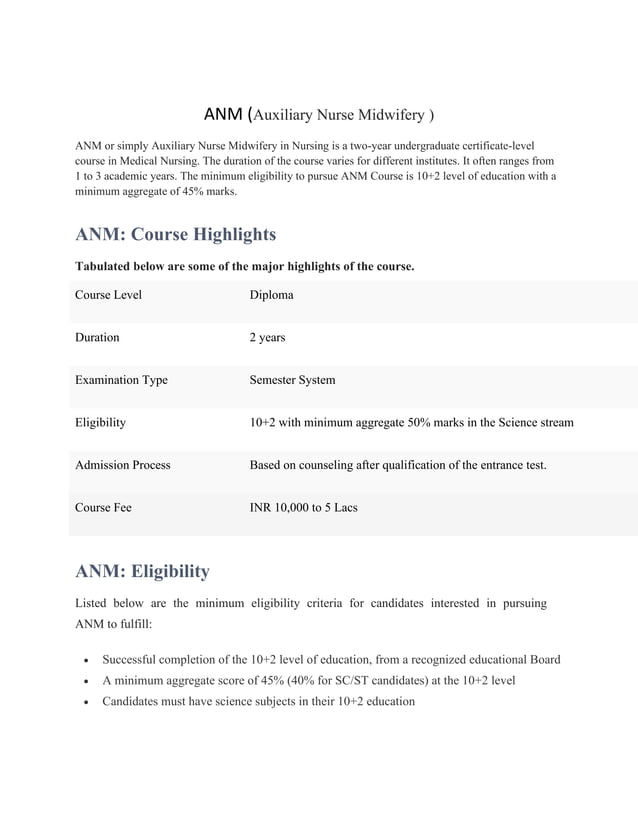 ANM | PDF | Undergraduate Education | College Education