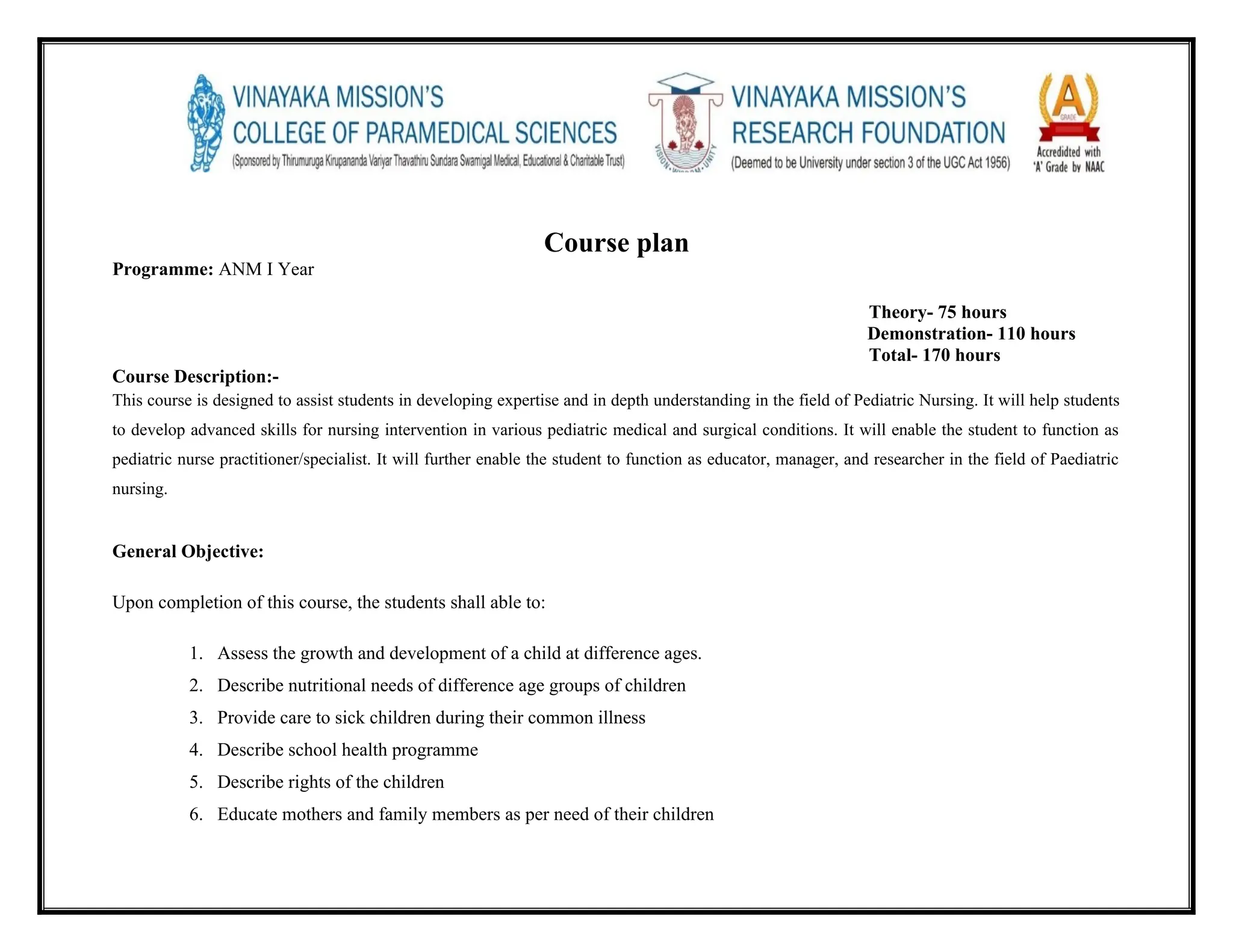 anm course plan child health nursing. CHN.docx | Parenting Babies and ...