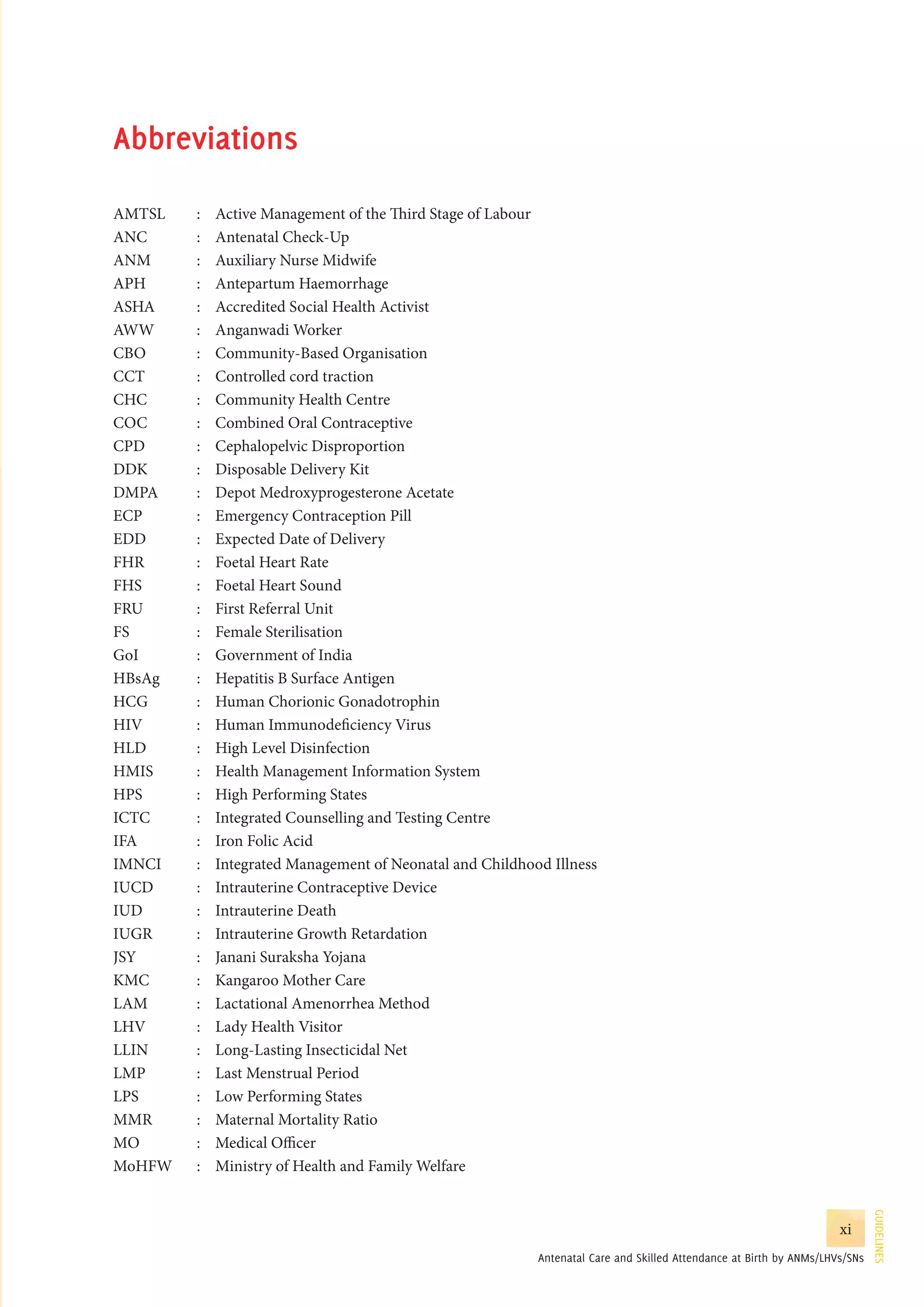 Guidelines for antenatal care and skilled attendance at birth by ANMs ...