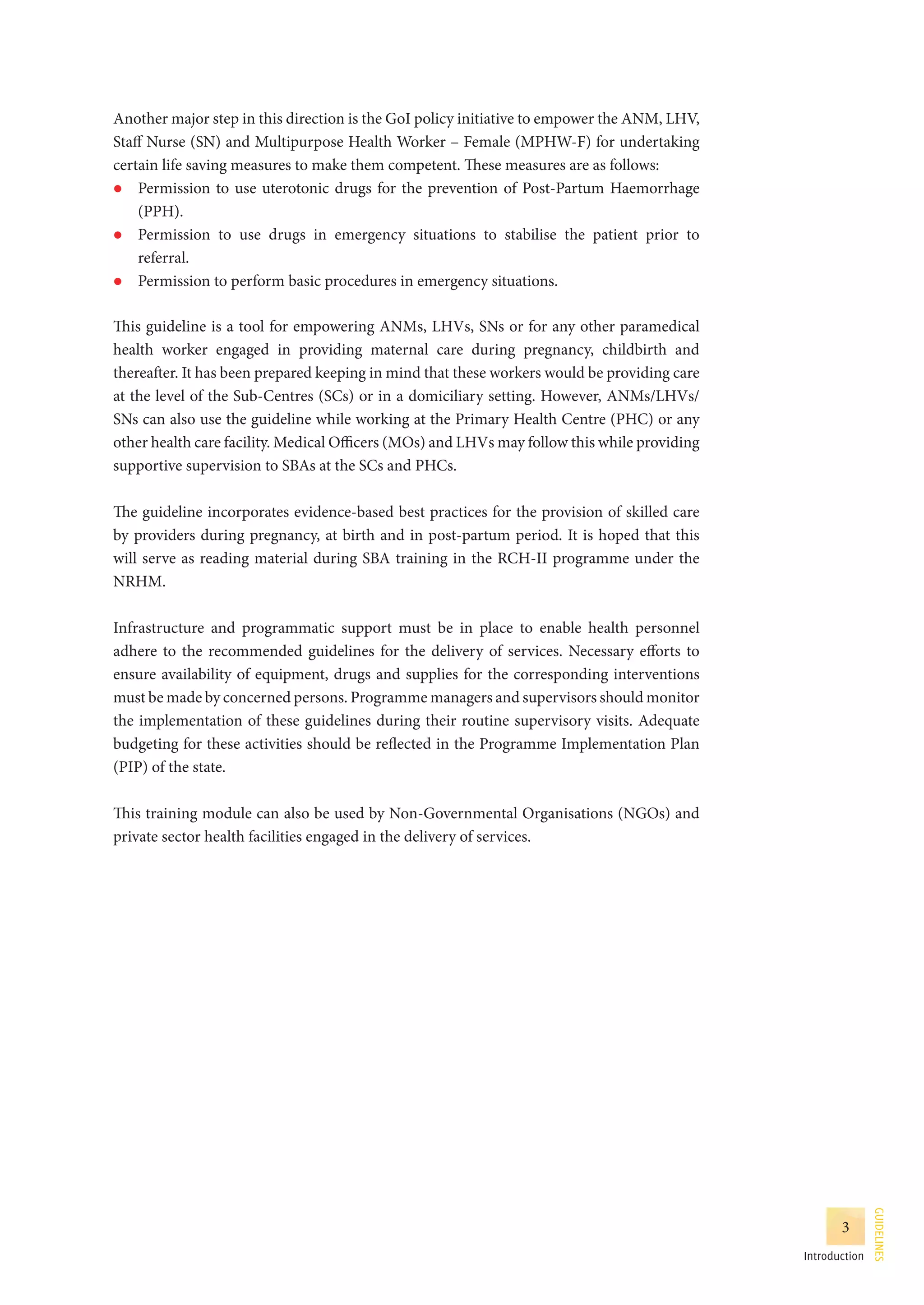 Guidelines for antenatal care and skilled attendance at birth by ANMs ...