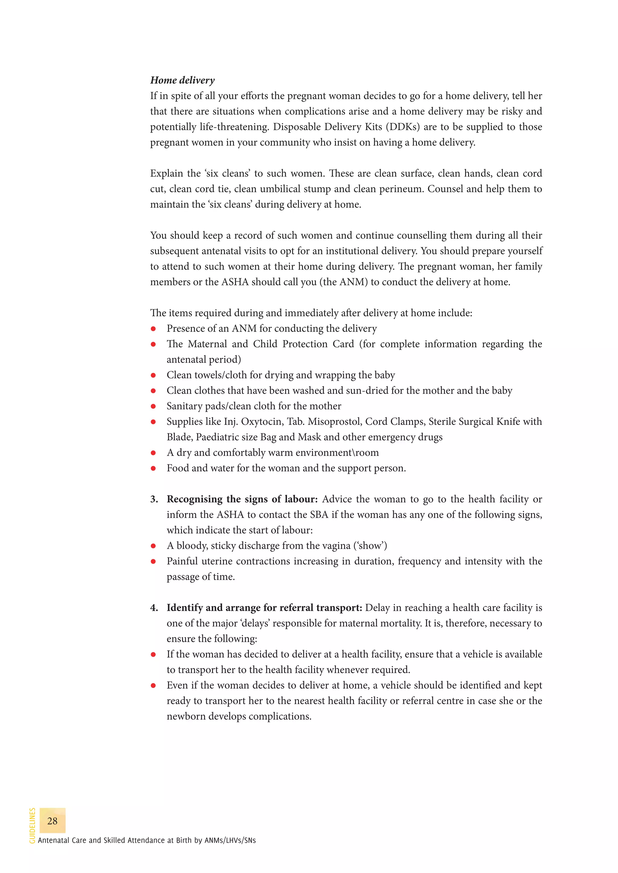 Guidelines for antenatal care and skilled attendance at birth by ANMs ...