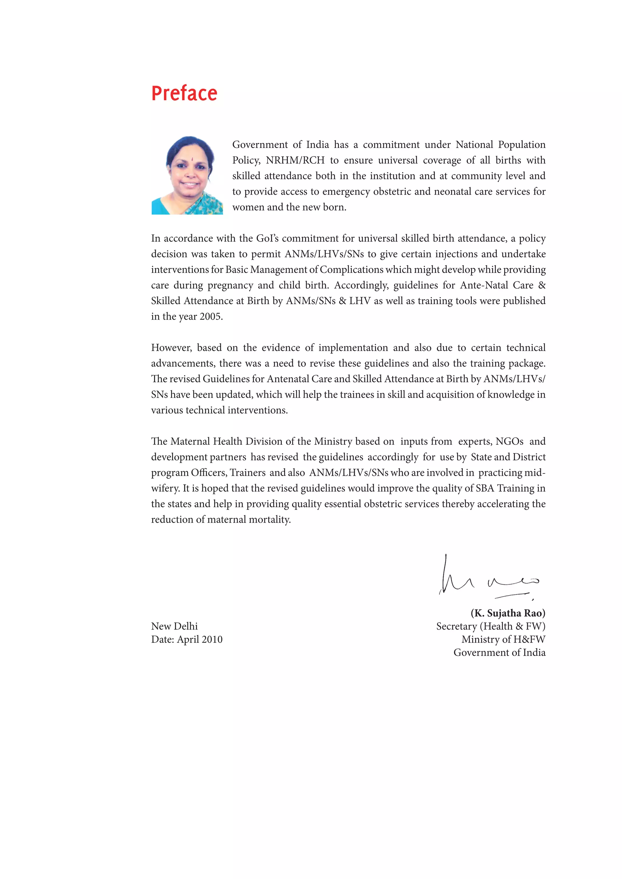Guidelines for antenatal care and skilled attendance at birth by ANMs ...