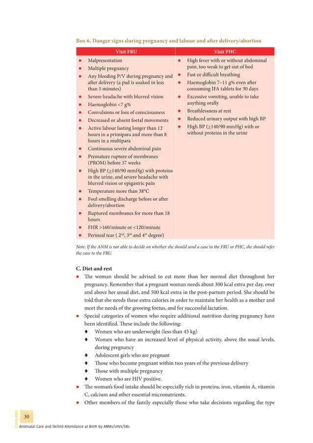Guidelines for antenatal care and skilled attendance at birth by ANMs/LHVs/SNs | PDF