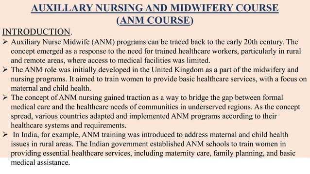 Nursing education programmes (ANM Course) | PPTX | Postgraduate ...