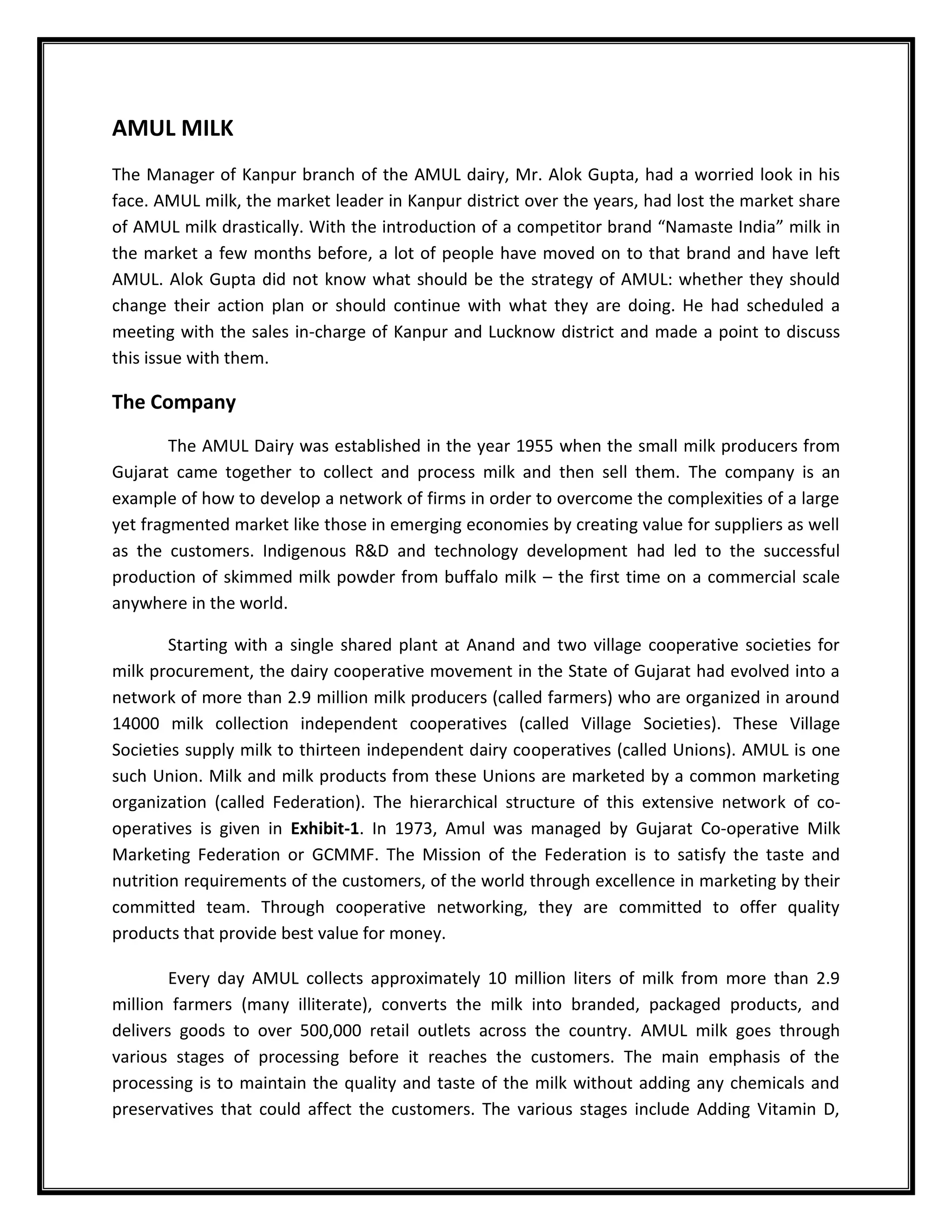 Anmol milk union | DOCX