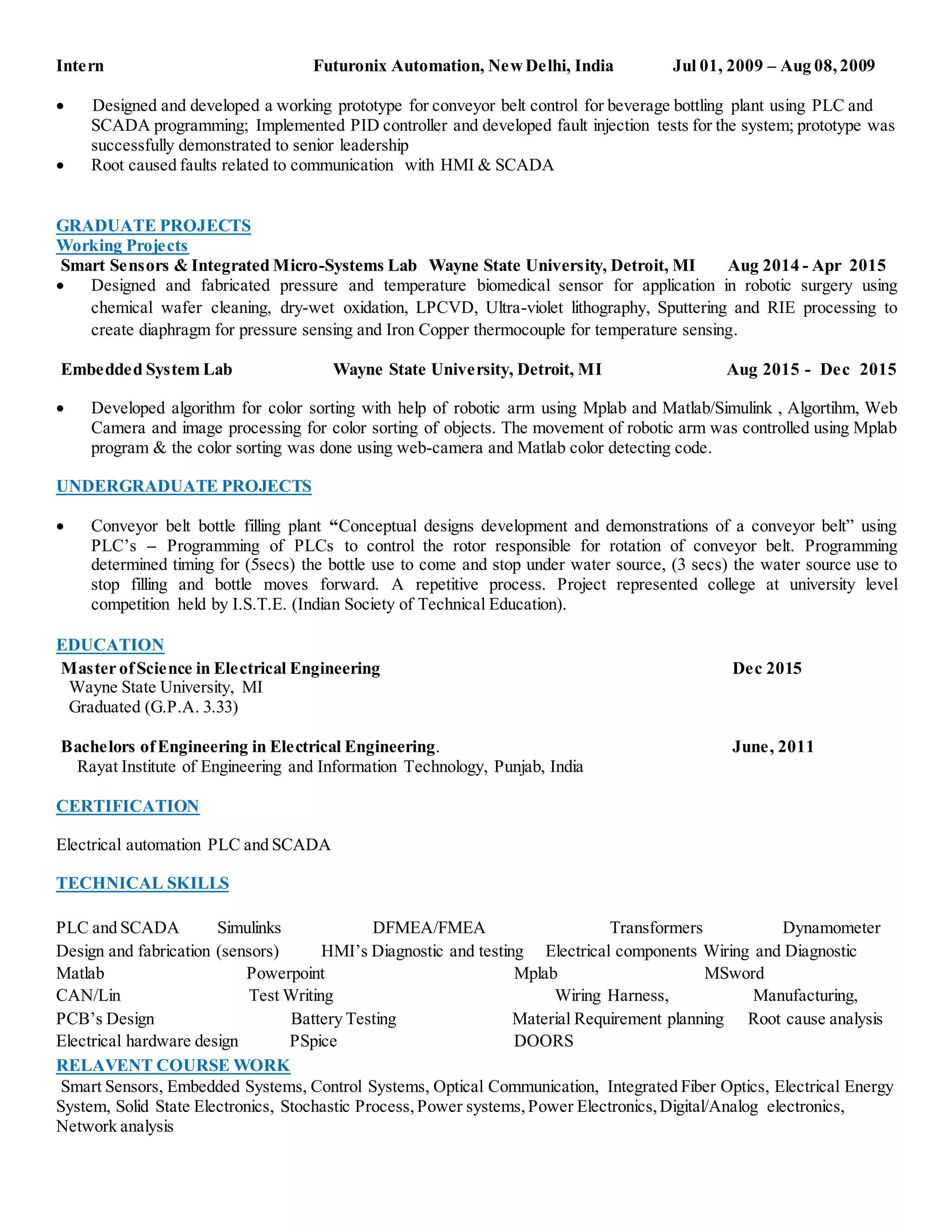 Anmol rattan shergill info resume m.s.electrical engineering | PDF