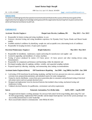 Anmol rattan shergill resume m.s.electrical engineering | PDF