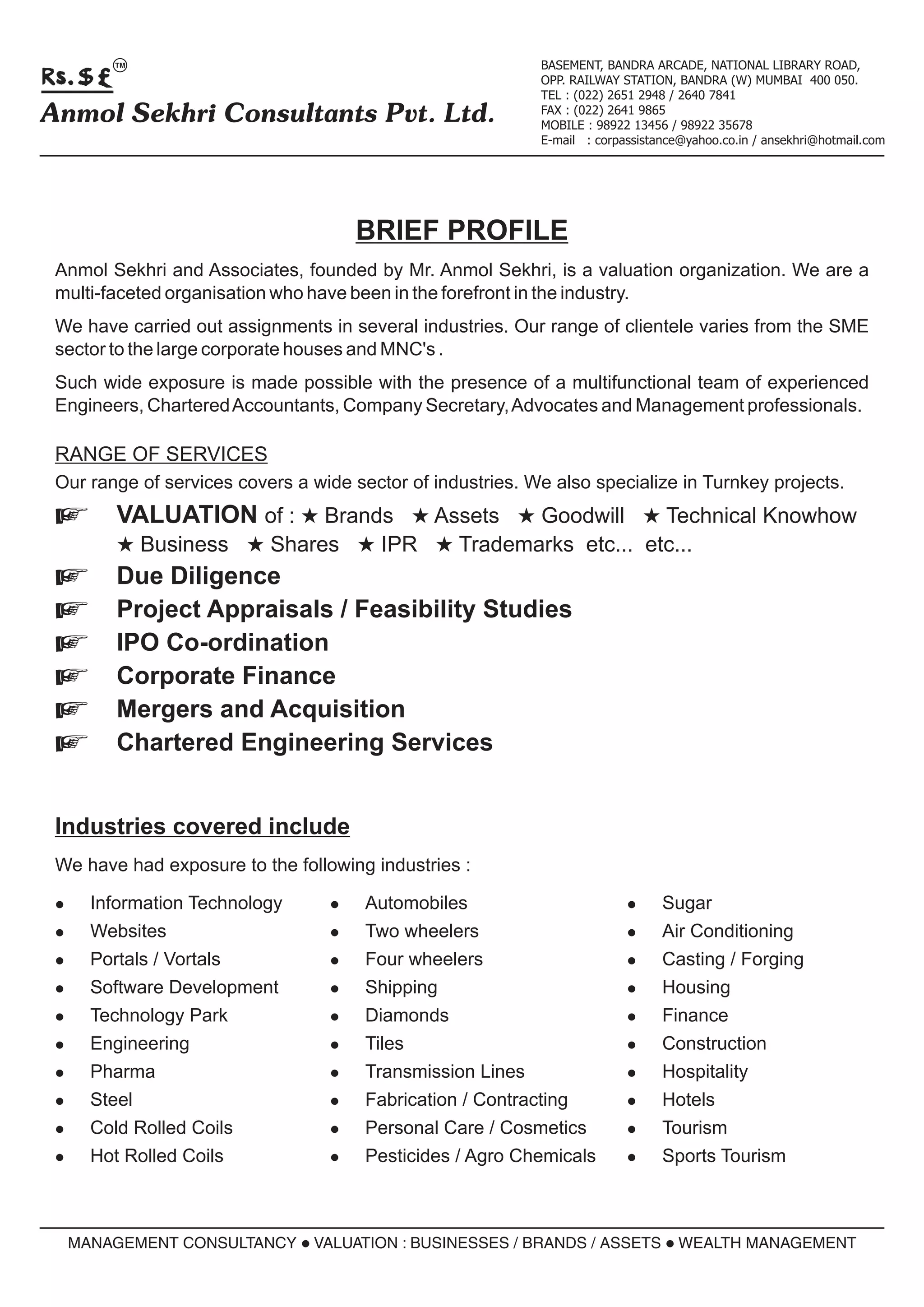 Anmol sekhri brief profile | PDF