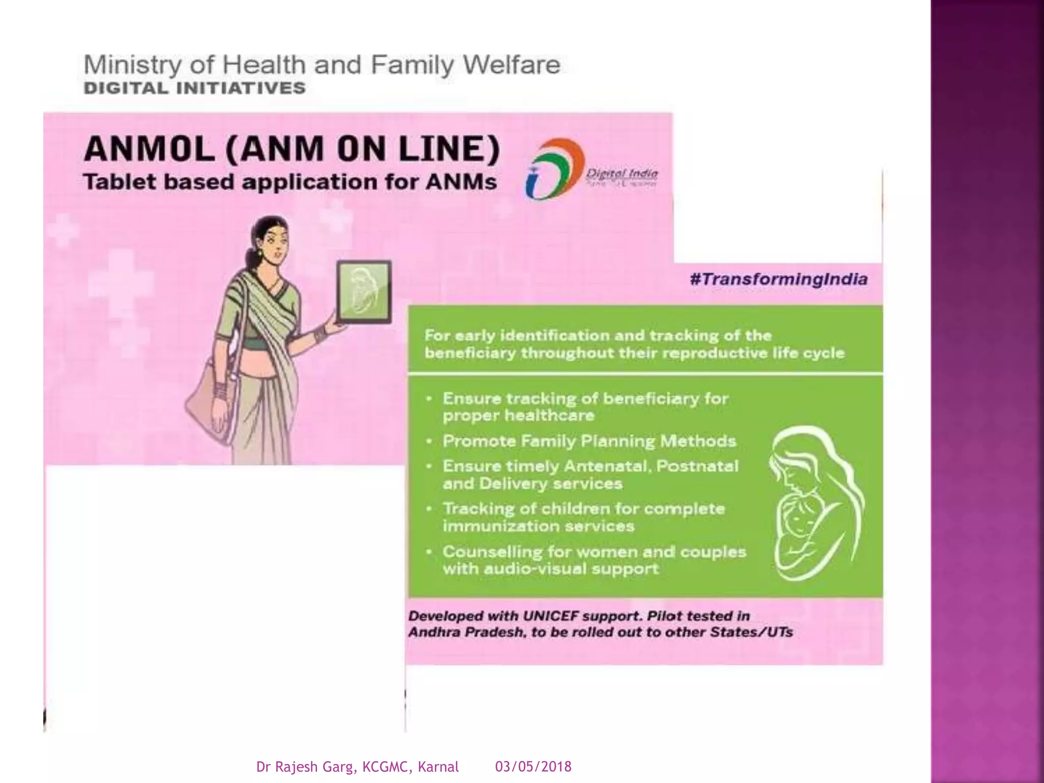 ANM online (ANMOL Tab for Health workers) by Dr Rajesh Garg ,KCGMC ...