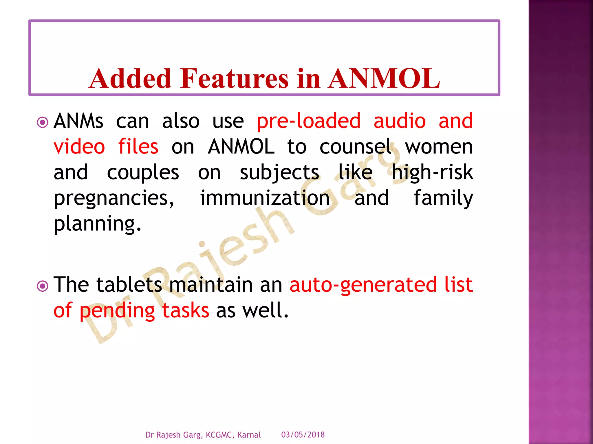 ANM online (ANMOL Tab for Health workers) by Dr Rajesh Garg ,KCGMC ...