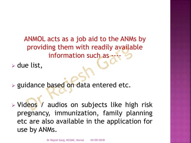 ANM online (ANMOL Tab for Health workers) by Dr Rajesh Garg ,KCGMC ...