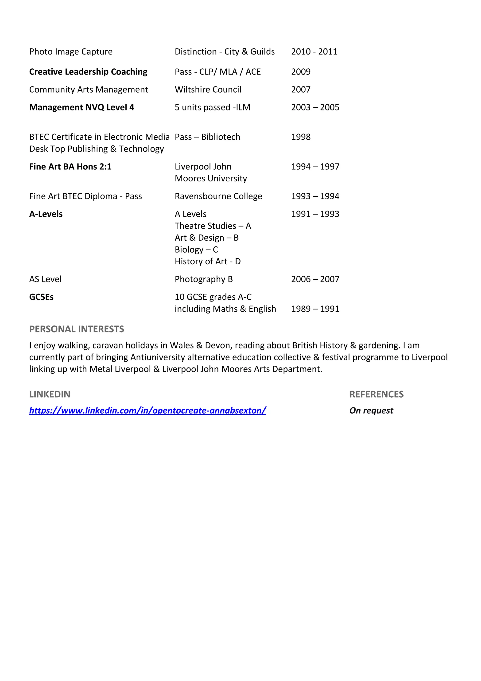 Anna B. Sexton CV March 2018 | PDF