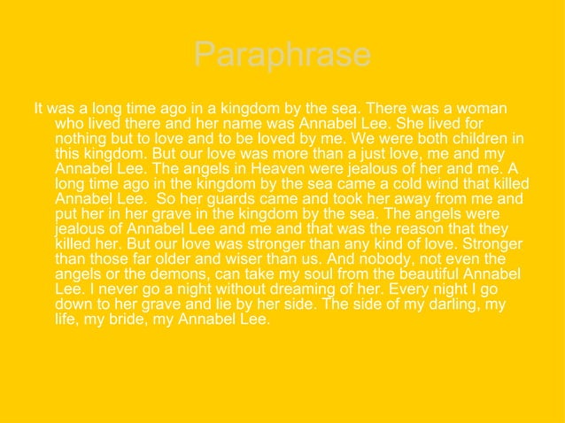 Annabel Lee | PPT | Romance | Genres