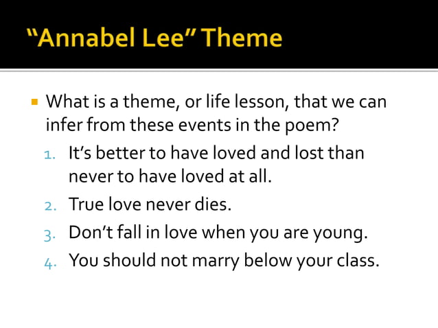 Annabel lee | PPTX | Poetry | Books and Literature