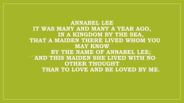 Annabel Lee, A poem anout woman who was dearly love | PPT