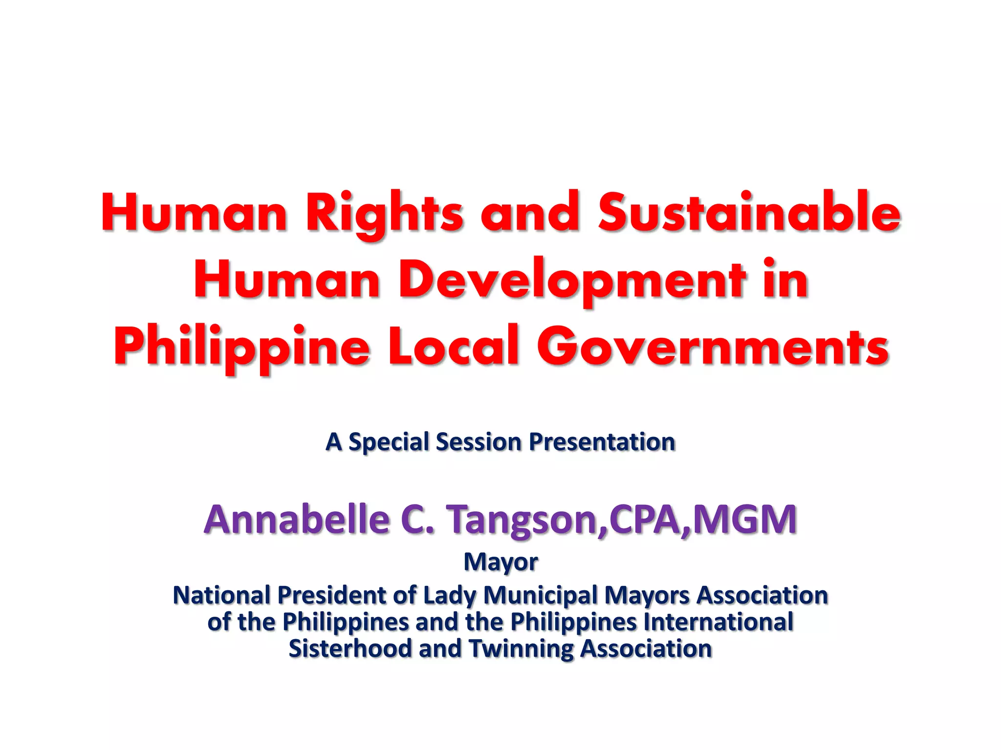 「Human Rights and Sustainable Human Development in Philippines Local ...