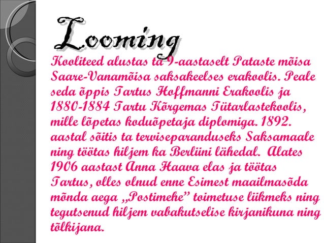 Anna Haava elulugu | PPT