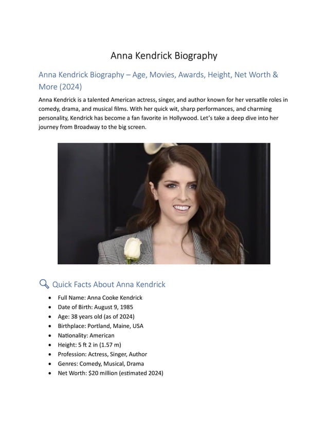 Anna Kendrick Life Biography The Celeb Post | PDF