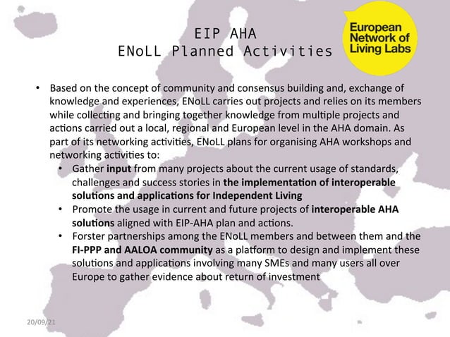 ENoLL @ AAL Forum 2012 | PPT