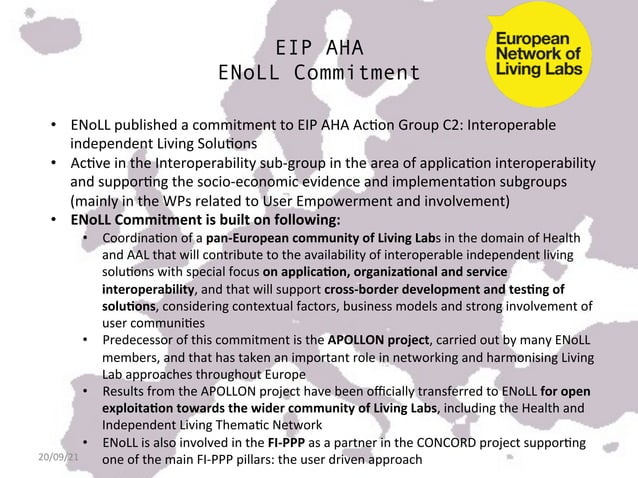 ENoLL @ AAL Forum 2012 | PPT