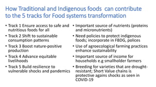 Traditional and Indigenous foods for Food systems transformation | PDF