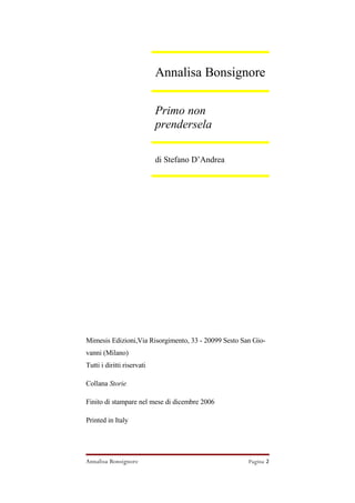 Annalisa Bonsignore Primo Non Prendersela | DOC