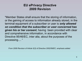 Eprivacy issues and standards -- where do we stand? | PPT