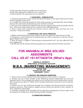 Annamalai mba solved assignments 2020 | PDF