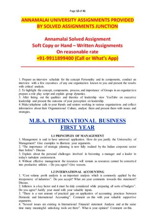 Annamalai solved assignments 2020 | PDF