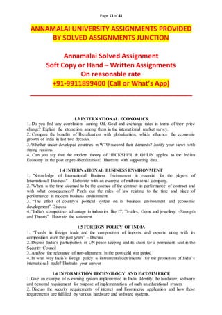 Annamalai solved assignments 2020 | PDF
