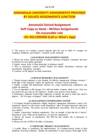 Annamalai solved assignments 2020 | PDF