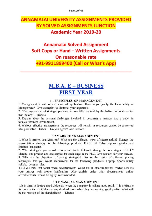 Annamalai solved assignment 2020 | PDF