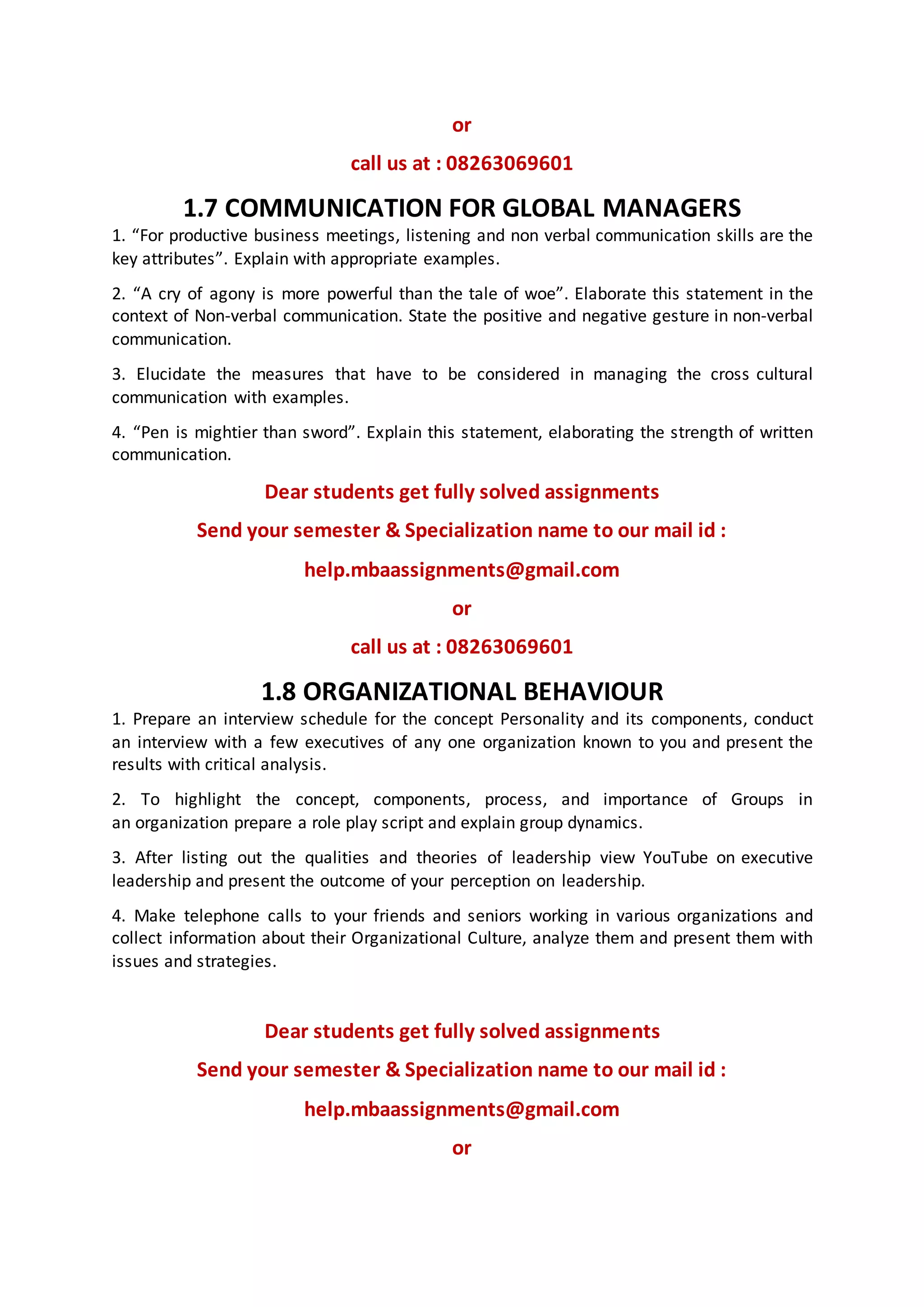 Annamalai university solved assignments 2020 m.b.a. international business first year | DOCX