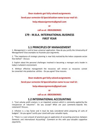 Annamalai university solved assignments 2020 m.b.a. international ...