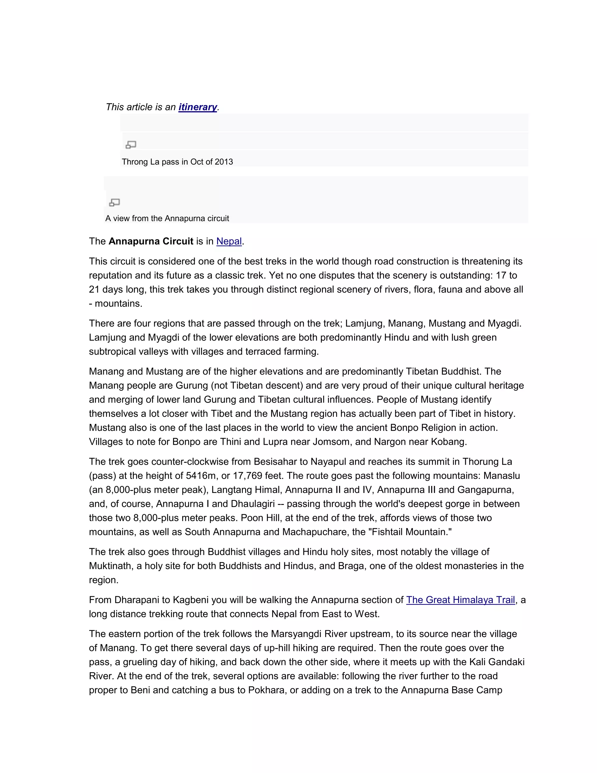 Annapurna circuit | DOCX