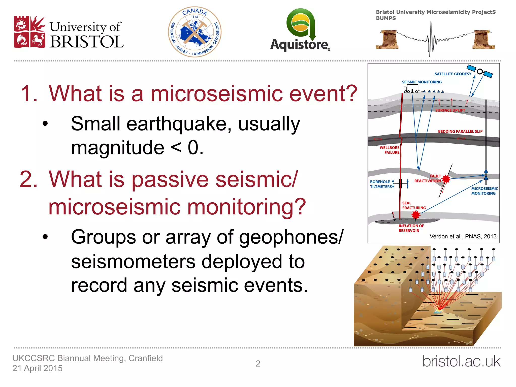 Anna Stork (University of Bristol) - Microseismic Monitoring at the Aquistore CCS Site - UKCCSRC ...
