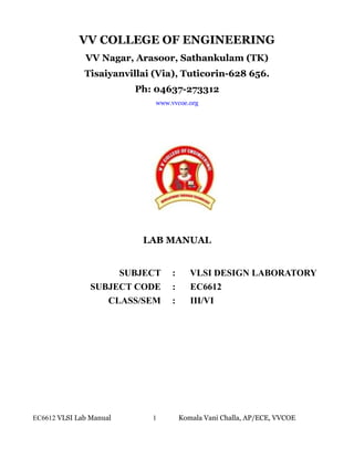 VLSI lab manual | PDF