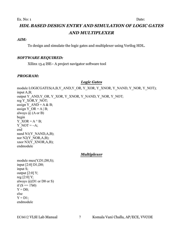 VLSI lab manual | PDF | Programming Languages | Computing